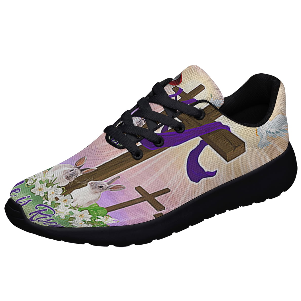 EaStr Jesus Cross He Is Risen Shoes Sneakers Black Size 13 - Walmart.com