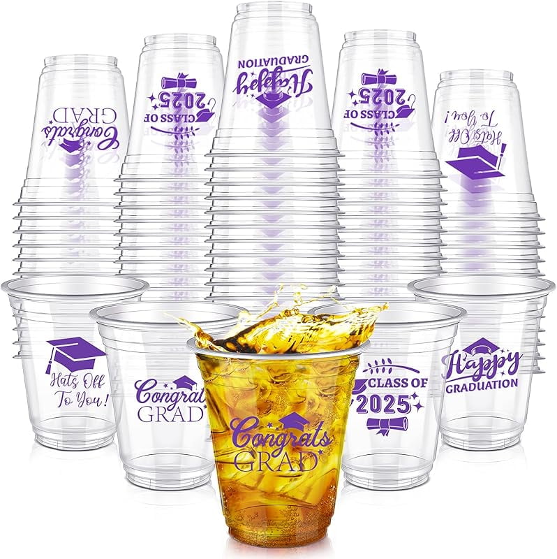 Eaasty 100 Pcs 12oz Graduation Cups 2025 Disposable Graduation Plastic ...