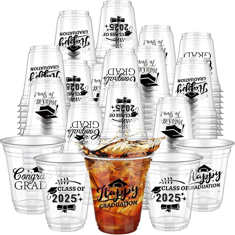 Eaasty 100 Pcs 12oz Graduation Cups 2025 Disposable Graduation Plastic ...
