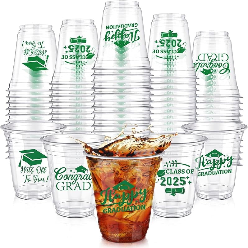Eaasty 100 Pcs 12oz Graduation Cups 2025 Disposable Graduation Plastic ...