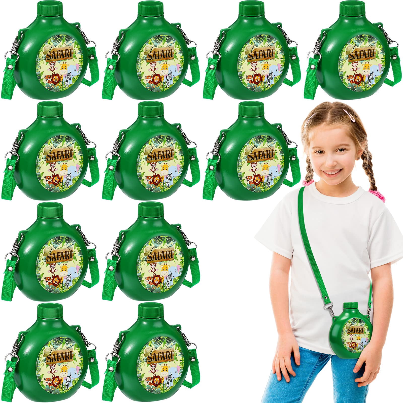 Eaasty 12 Set Jungle Safari Birthday Decorations Kids with Straps 10 oz ...