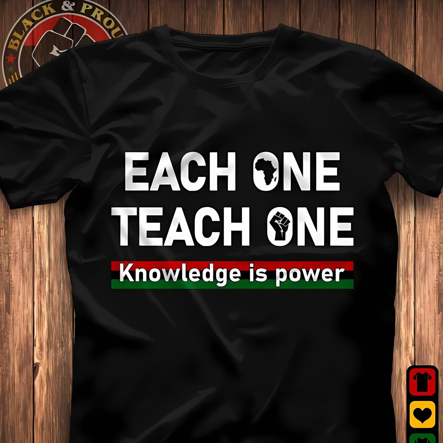Each One Teach One Knowledge is Power Unisex T-shirt, Black Pride ...
