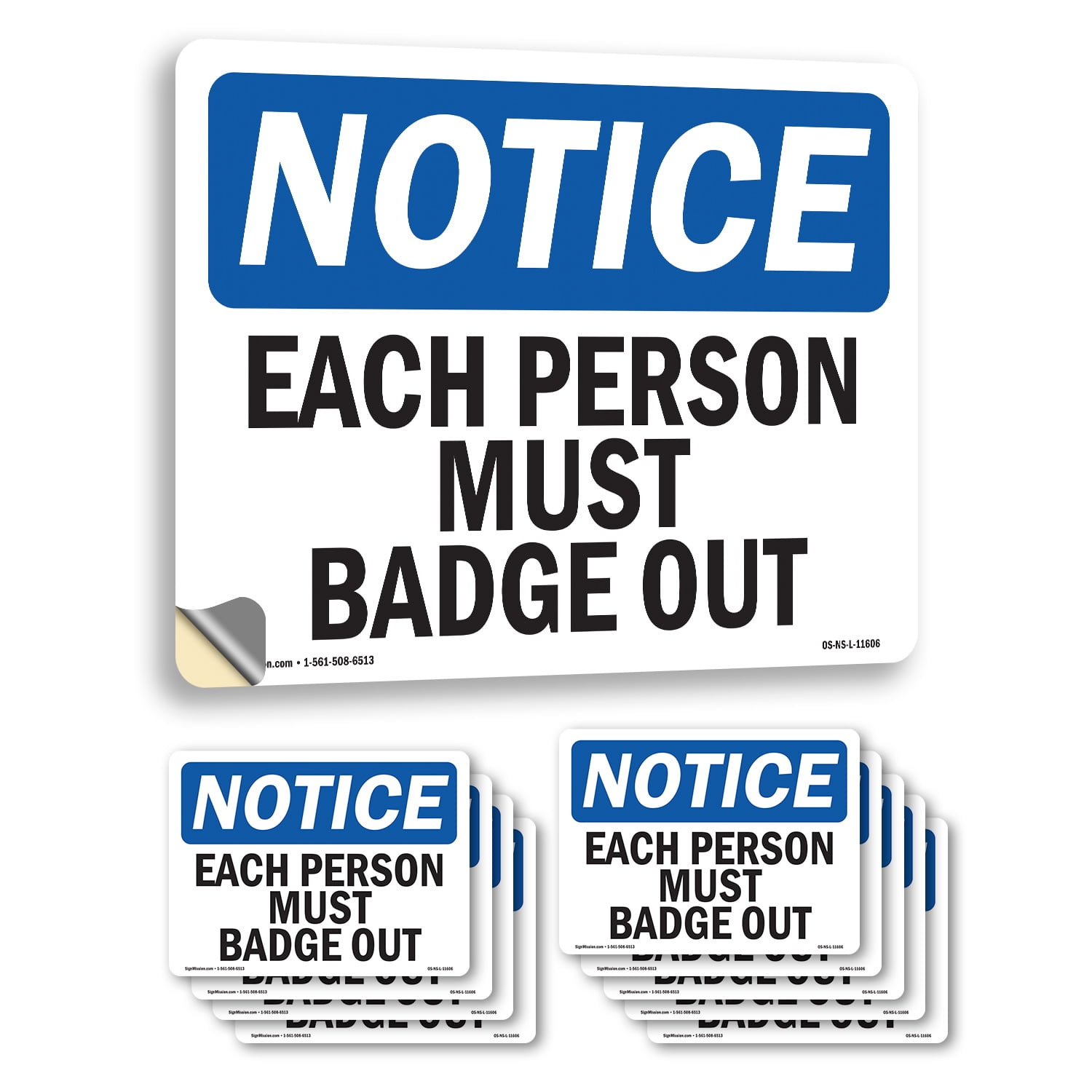 Each Person Must Badge Out OSHA Notice Vinyl Decal Label 7 Inch x 5 ...
