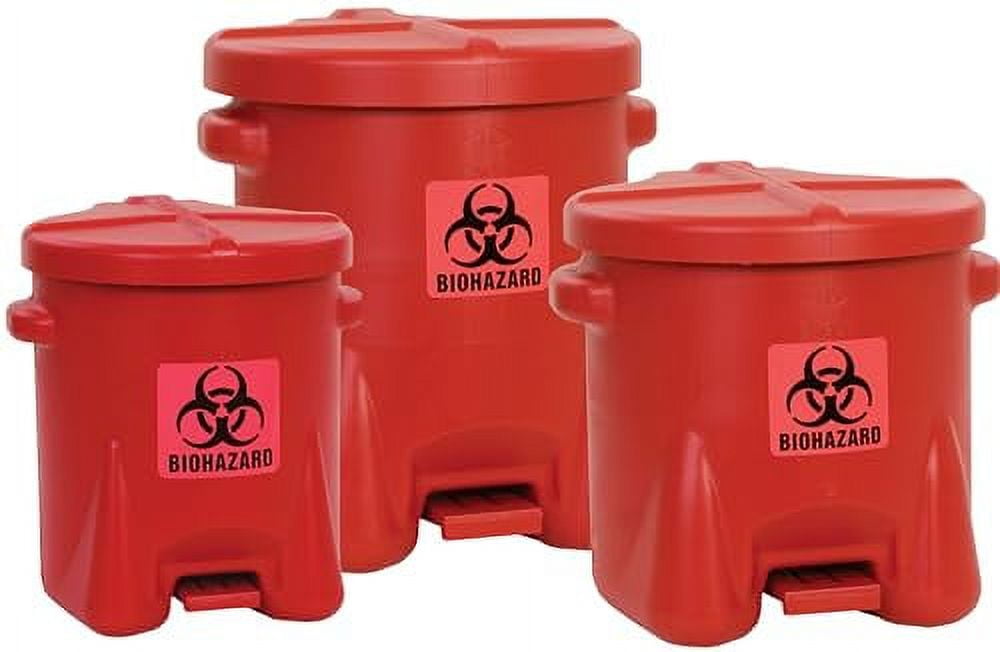 Eagle 10 Gallon Biohazard Trash Can with Foot-Operated Self-Closing Lid ...