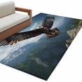 Eagle 3'x5' Washable Rug, Forest Mountains Range Sky Animal Natural ...