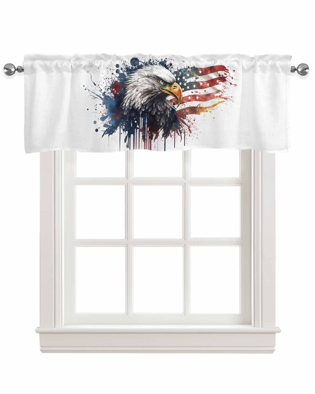 Eagle 4th Of July Linen Curtain Valance for Bedroom/Bathroom/Kitchen ...