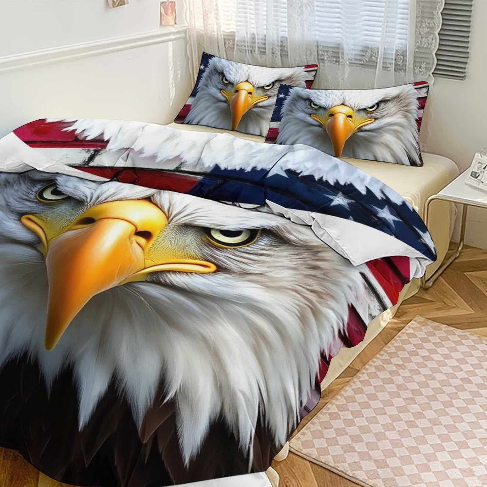 Eagle 79"x90" 3 Pcs Soft Bedding Set, Includes Duvet Cover with Zipper ...