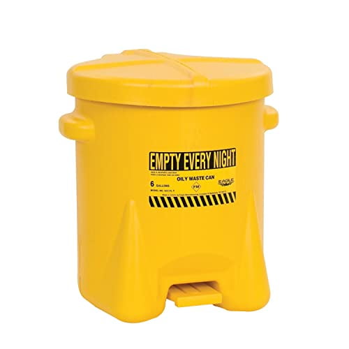 Eagle 933FLY Oily Waste Polyethylene Safety Can with Foot Lever, 6 ...