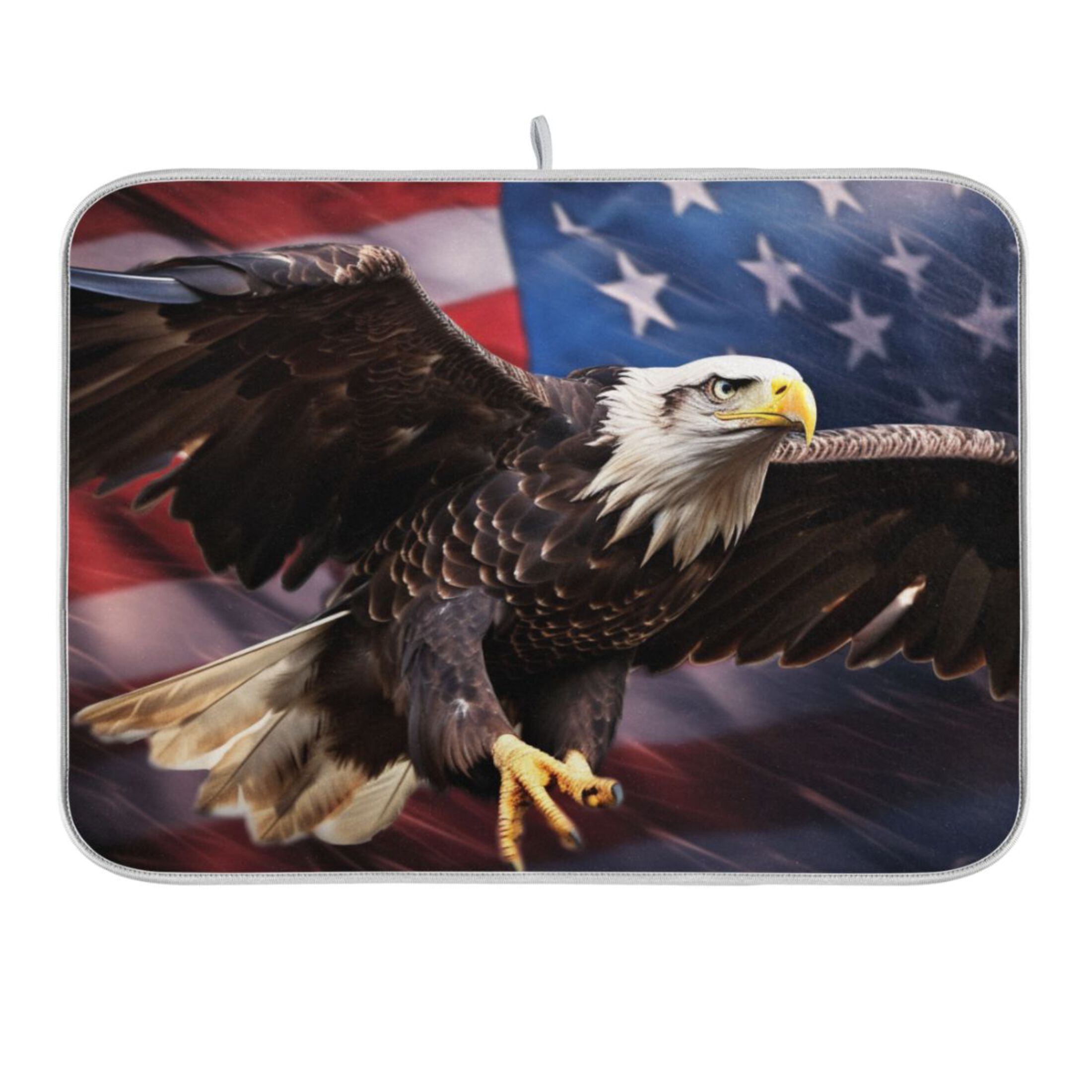 Eagle with American Flag Dish Drying Mat for Kitchen Counter 16x18 In ...