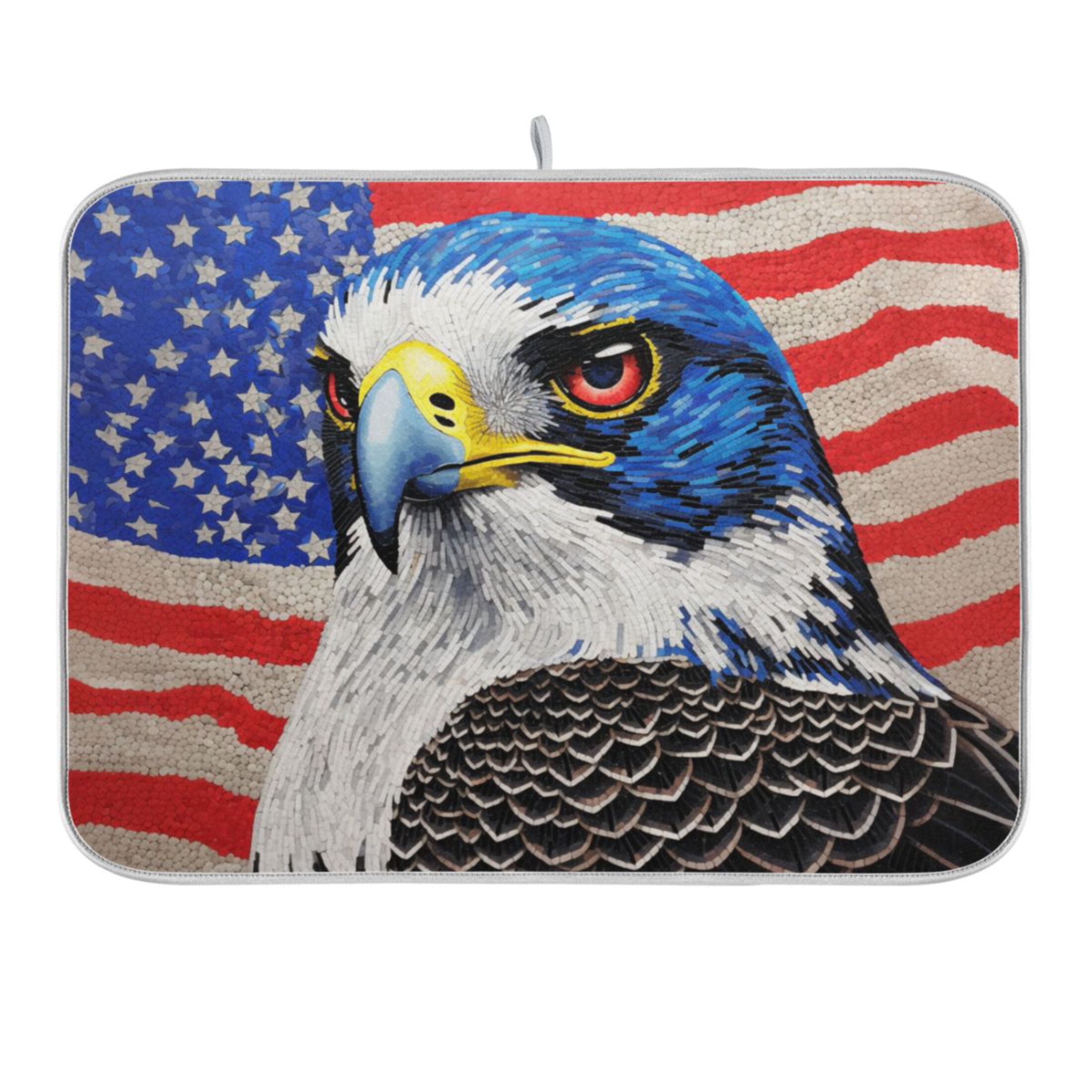 Eagle and American Flag Dish Drying Mat for Kitchen Counter 18x24 In ...