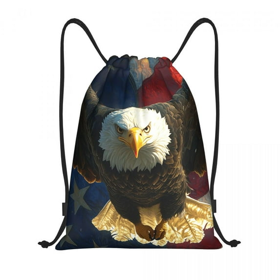 Eagle American Flag Drawstring Backpack Sports Gym Sackpack With Water ...