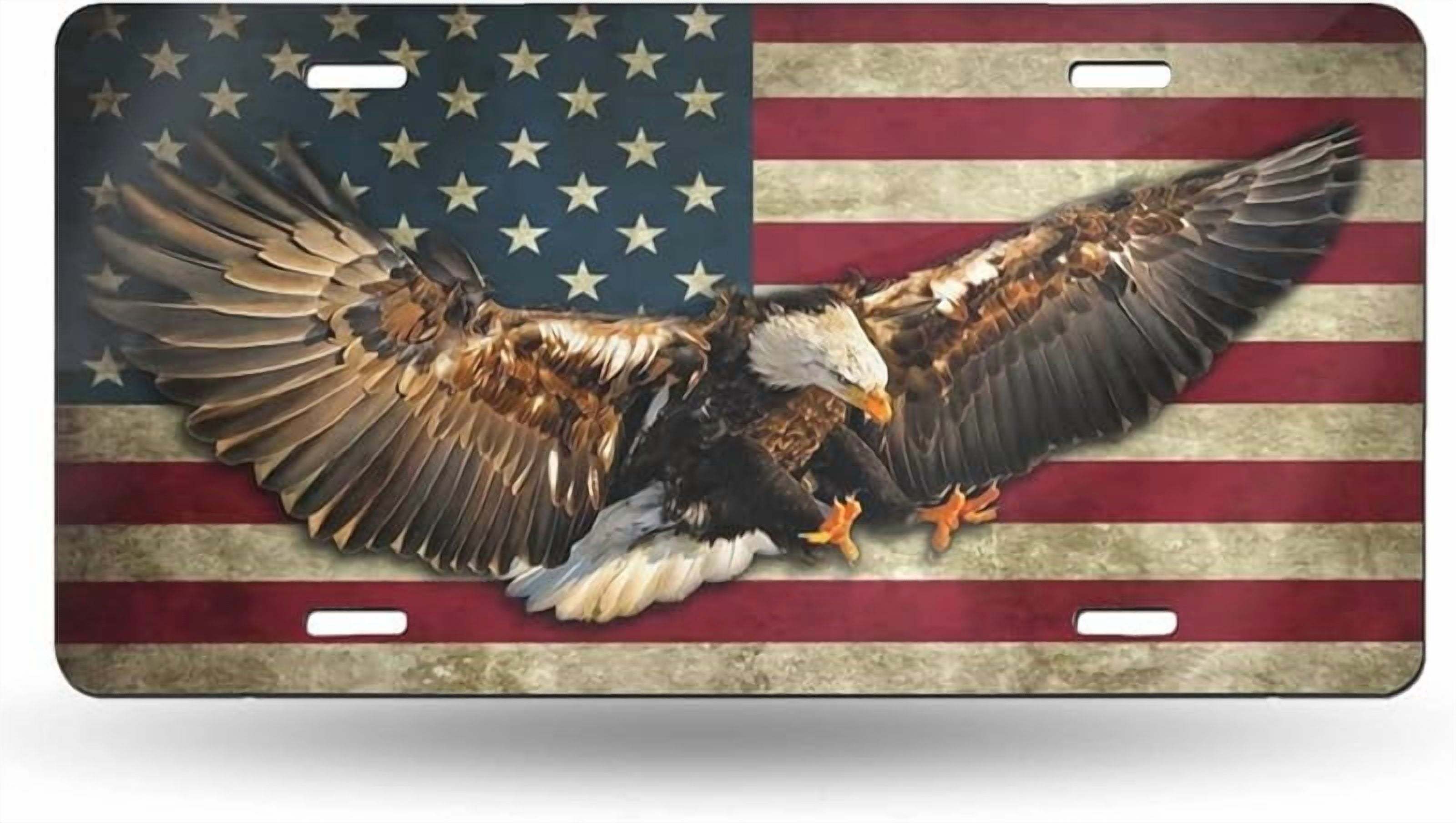 Eagle and American Flag Front License Plate Aluminum Decorative License ...