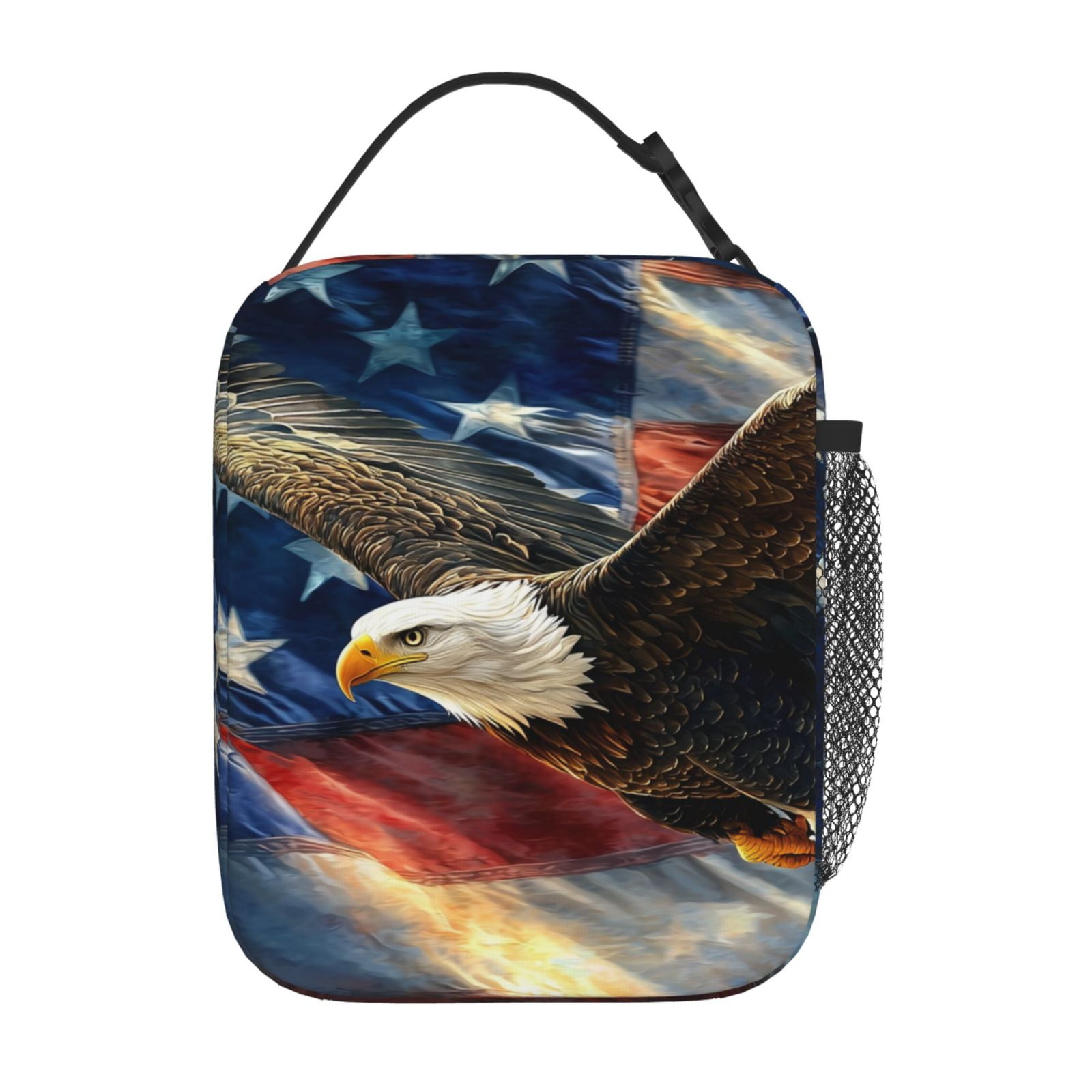 Eagle American Flag Lunch Bag Tote Bag Portable Insulated Lunch Box For ...