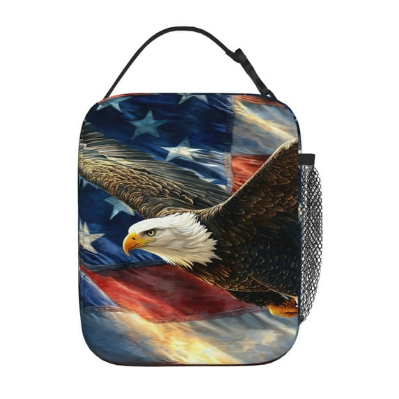 Eagle American Flag Lunch Bag Tote Bag Portable Insulated Lunch Box For ...
