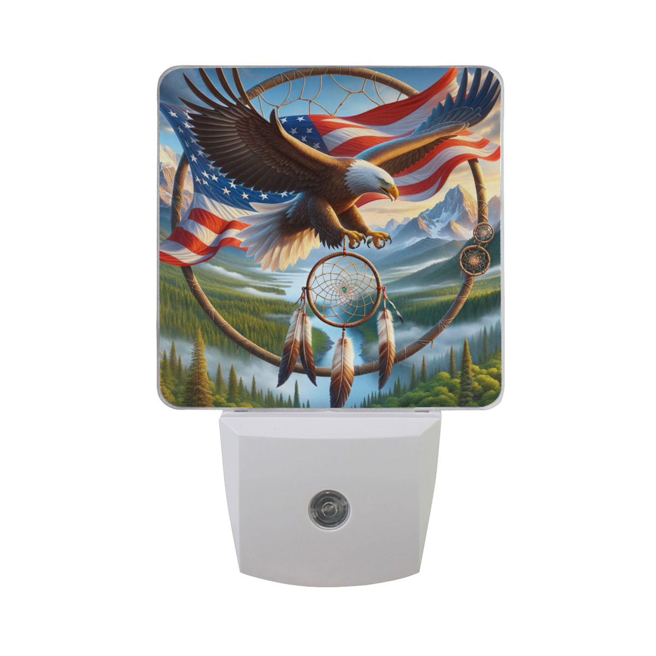 Eagle American Flag Mountains Night Light 2 Pack LED Nightlight Plug ...