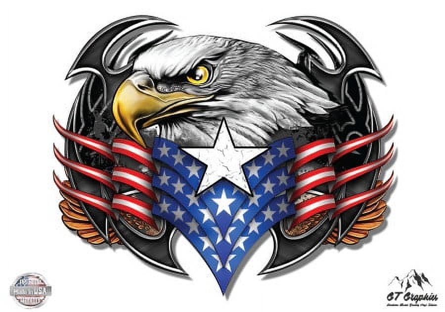 Eagle American Flag Patriotic - 3" Vinyl Sticker - For Car Laptop I-Pad Phone Helmet Hard Hat ...