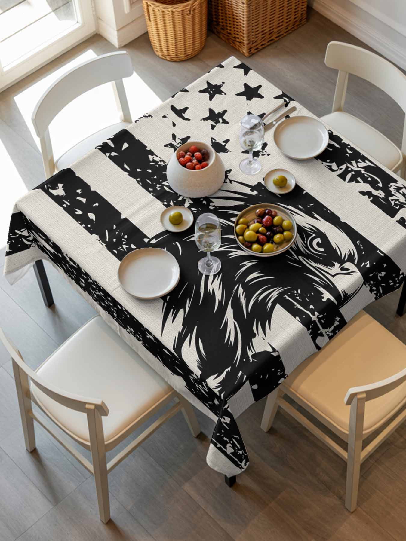 Eagle American Flag Tablecloth Square Table Cloth 60x60, Waterproof ...