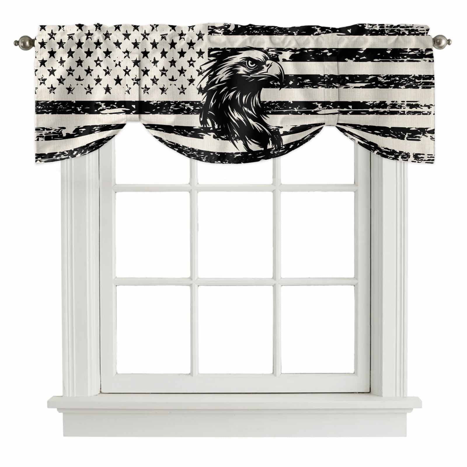 Eagle American Flag Tie Up Valance Curtains for Windows, Kitchen ...