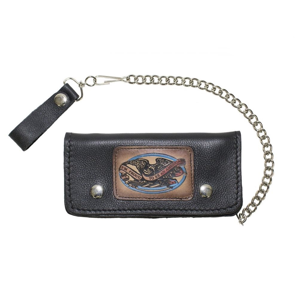 Eagle & American Pride Bifold Chain Wallet for Men and Women, Cowhide ...