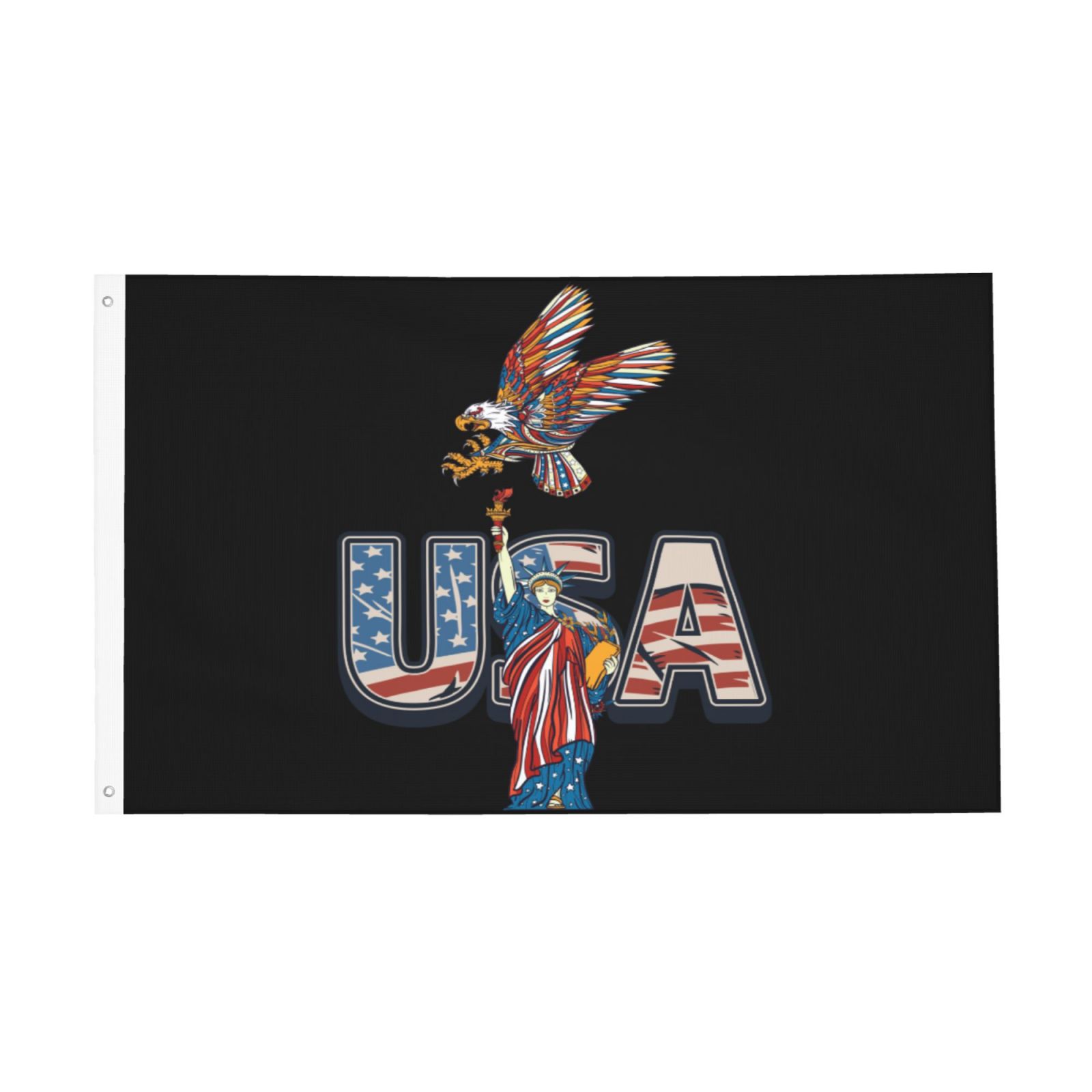 Eagle And Statue Of Liberty In Usa Flag Flag 3x5 Ft Outdoor Indoor With ...