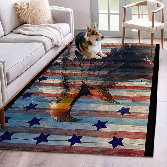 Eagle Area Rug 3x5 FT,Non Slip Bedside Entryway Rugs,American Flag Blue ...