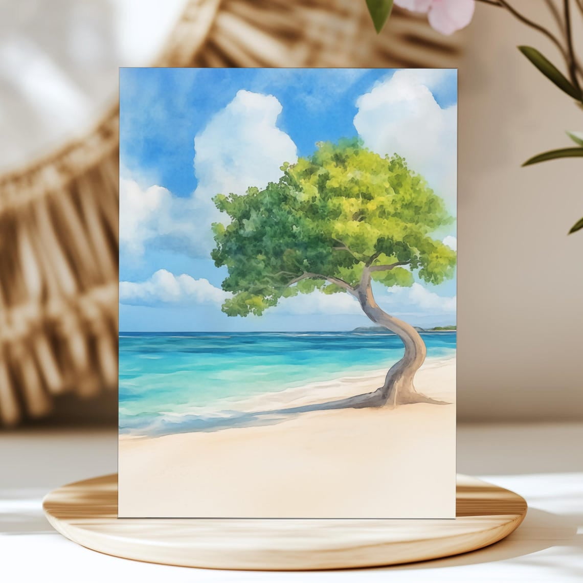 Eagle Beach Aruba Print, Divi Divi Tree Coastal Art, Caribbean Island ...
