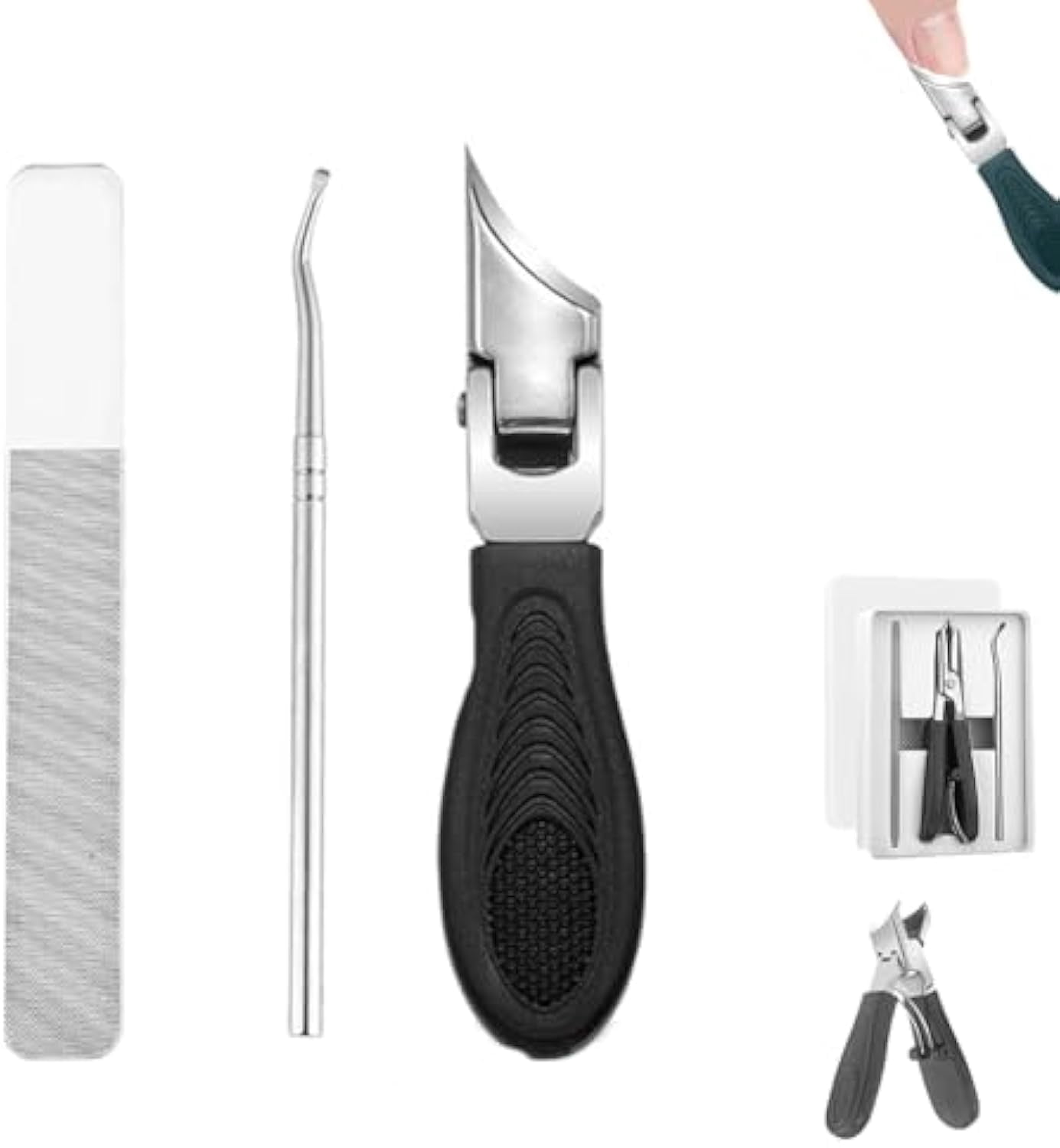 Eagle Beak Angled Nail Clippers 3-Piece Set, Long Handle Wide Jaw ...