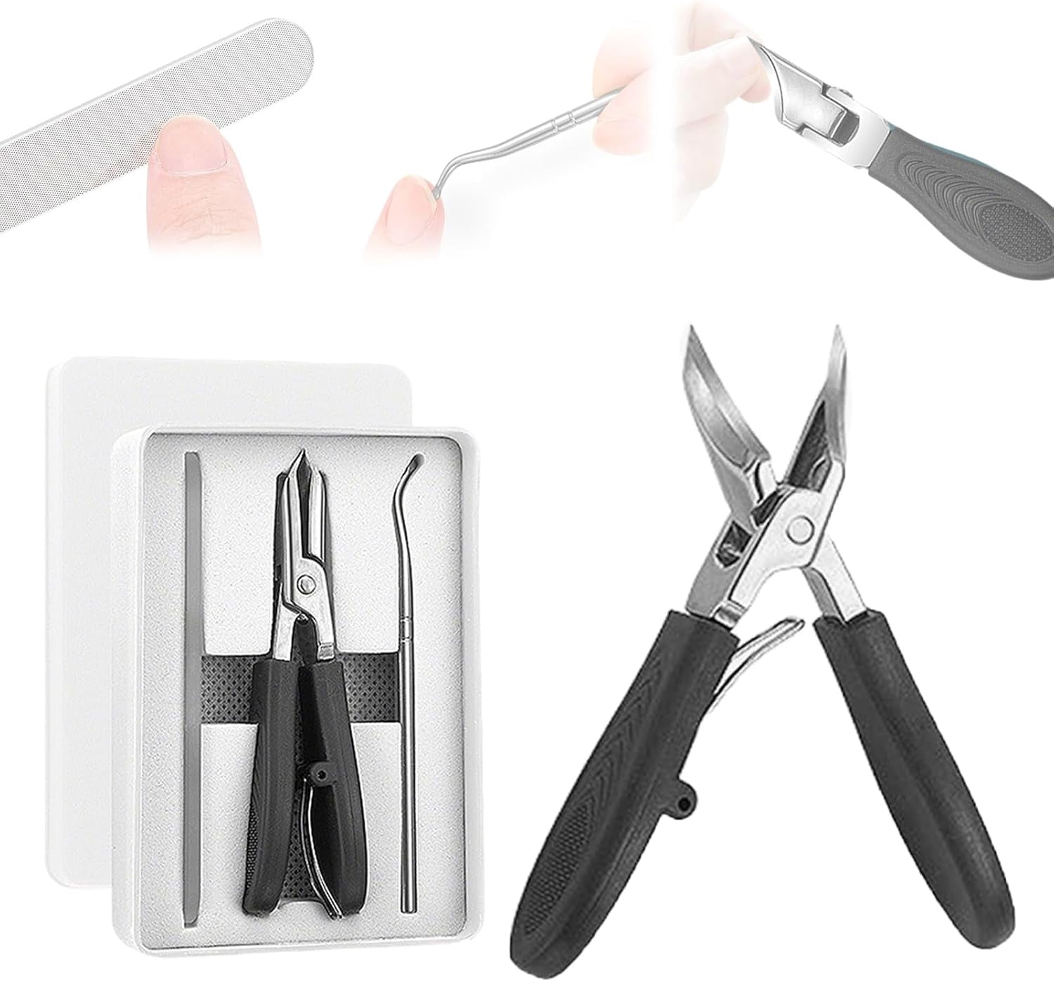 Eagle Beak Angled Nail Clippers 3-Piece Set, Wide Jaw Opening Anti ...
