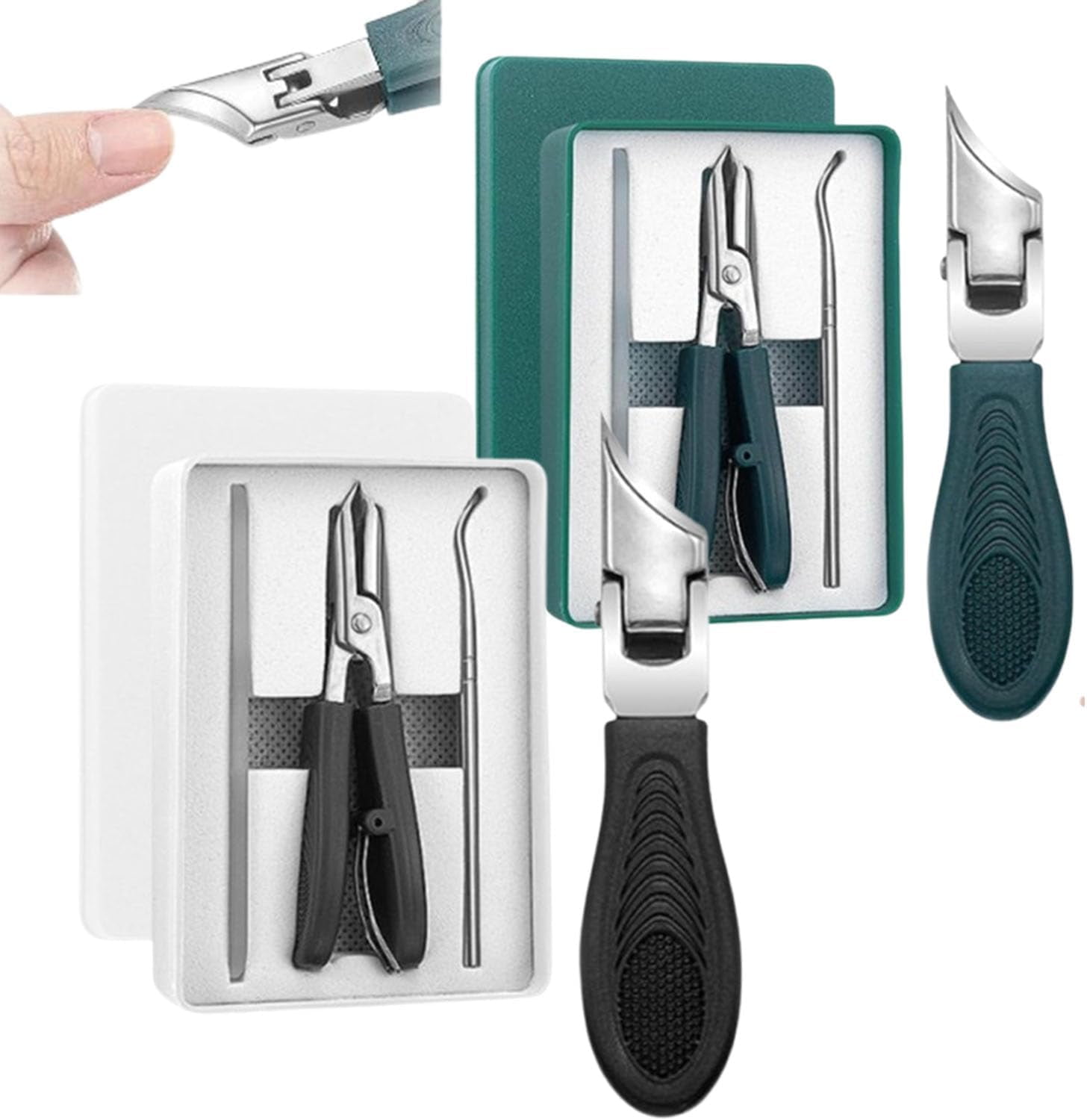 Eagle Beak Angled Nail Clippers, 3-Piece Sets of Wide Jaw Opening Anti ...