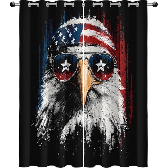 Eagle Blackout Curtains, American Flag Patriotic Window Drapes for ...