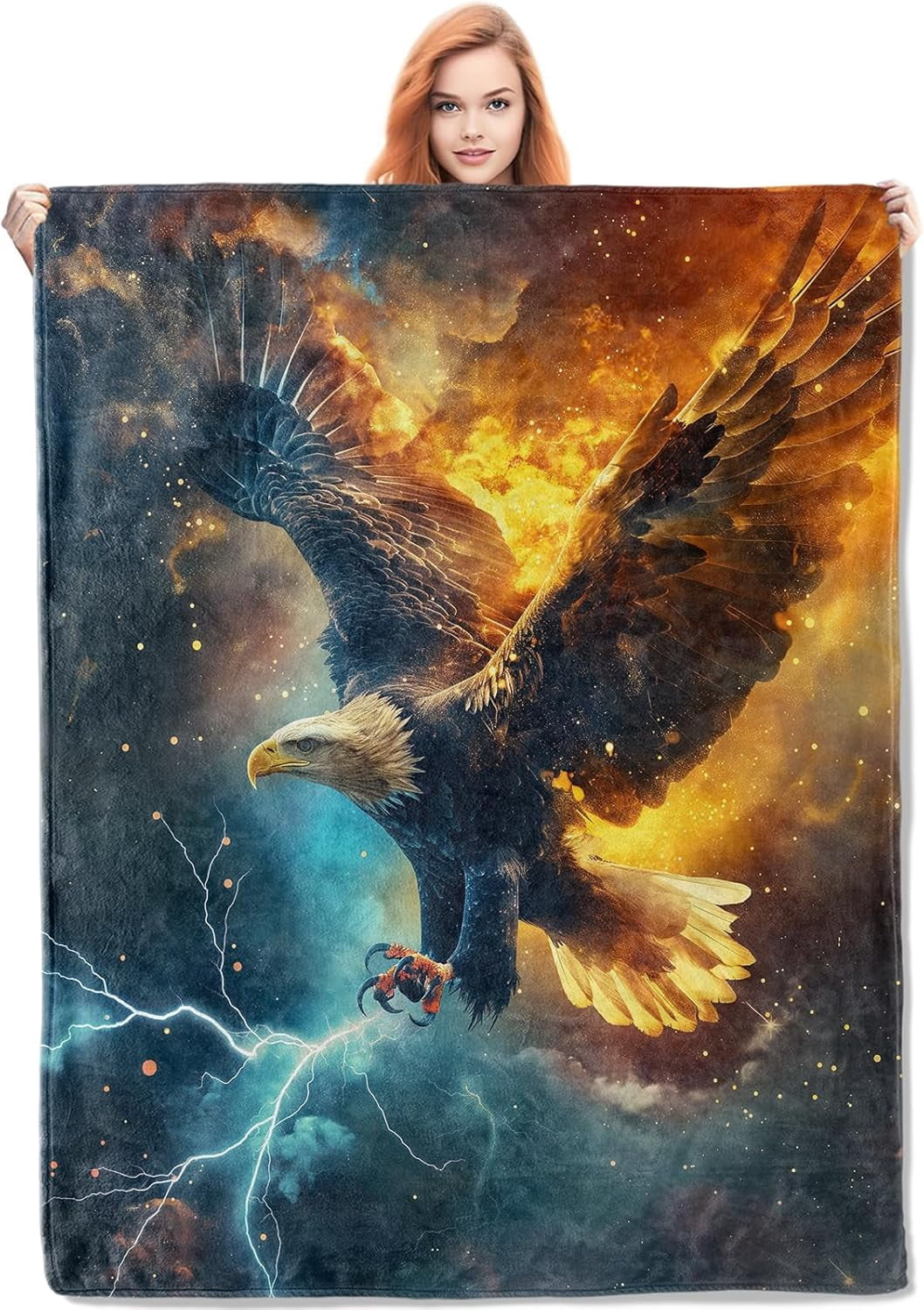 Eagle Blanket, 50"x60" Bald Eagle Flannel Fleece Throw for Kids ...