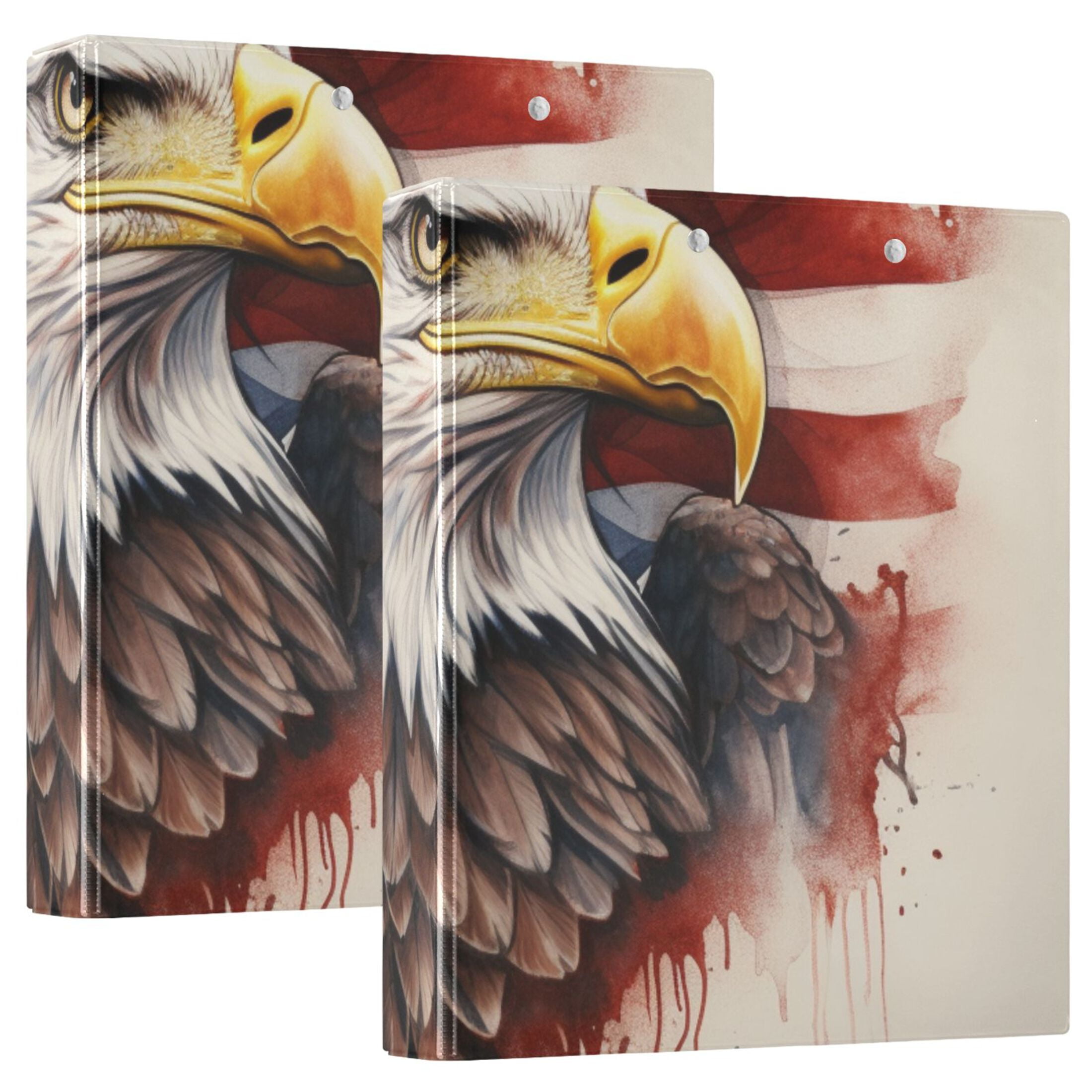 Eagle Blood American Flag 3 Ring Binders 1.5 inch Hardcover File Folders with Interior Pockets ...