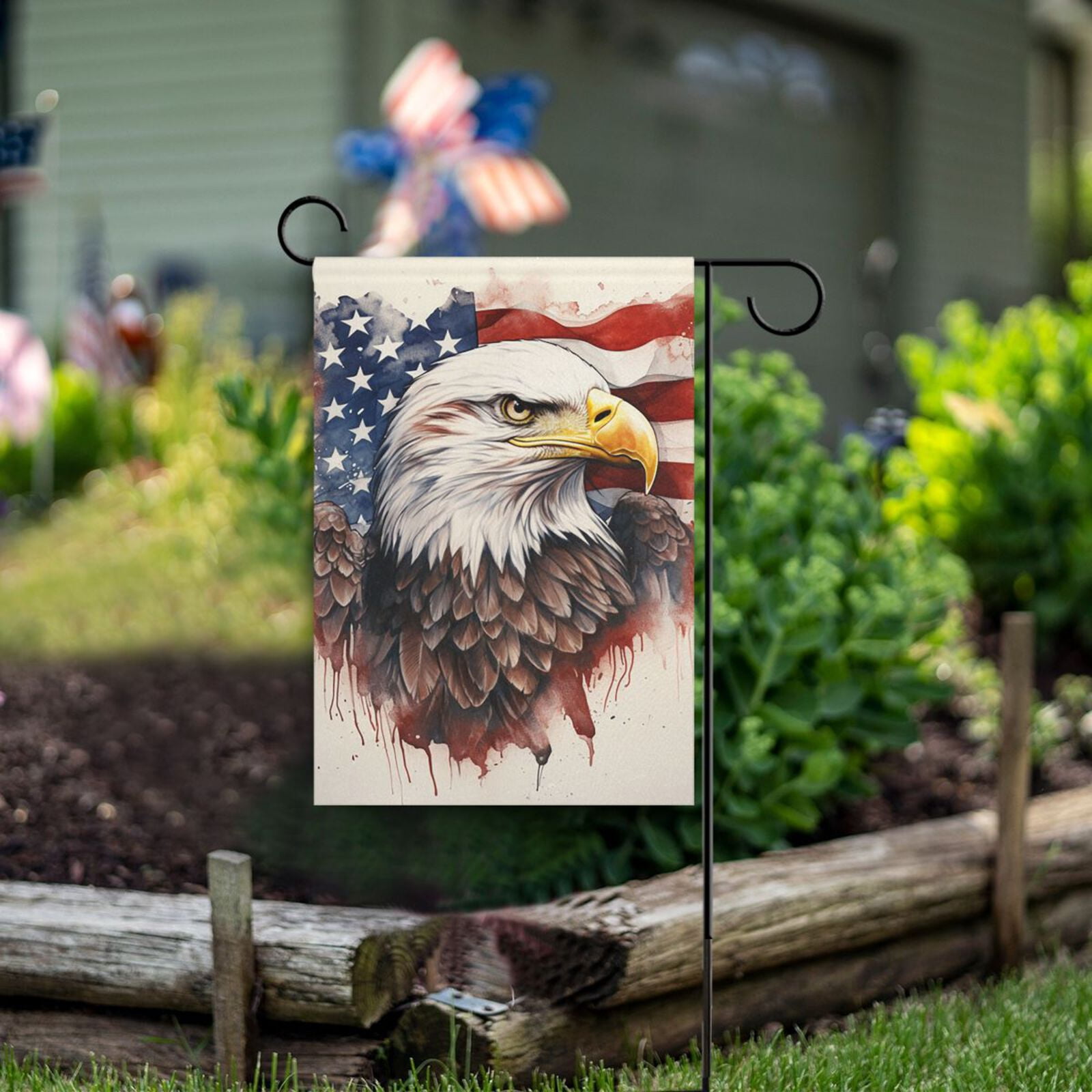 Eagle Blood American Flag Garden Flag Double Sided Outdoor Banners for ...