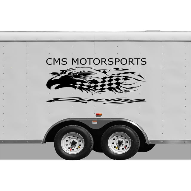 Eagle Checkered Racing Stripe Trailer Decal Vinyl Decal Custom Text ...