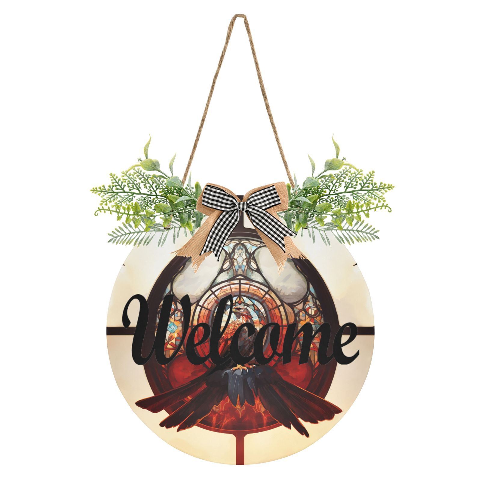 Eagle Church Window Welcome Sign for Front Door Wreath Door Sign for ...
