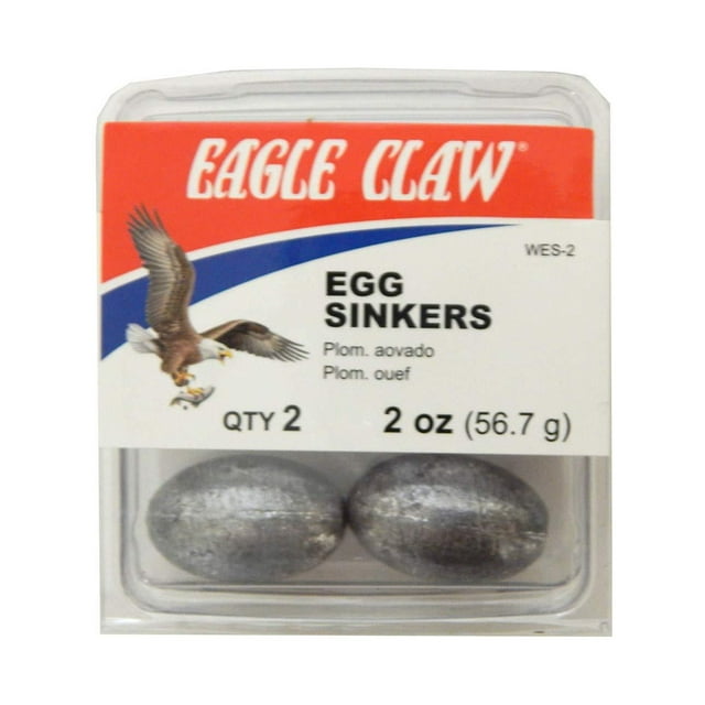 Eagle Claw 2 oz Egg Sinkers Lead 2 Pack for Bass Catfish Walleye Fishing - Walmart.com