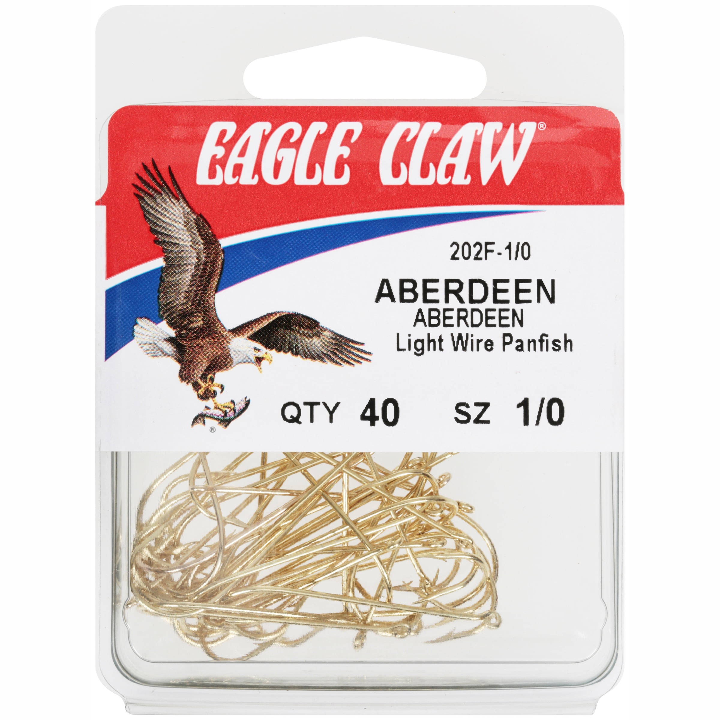 Eagle Claw Light Wire Panfish Aberdeen Fishing Hooks Size 1/0 40 ct ...