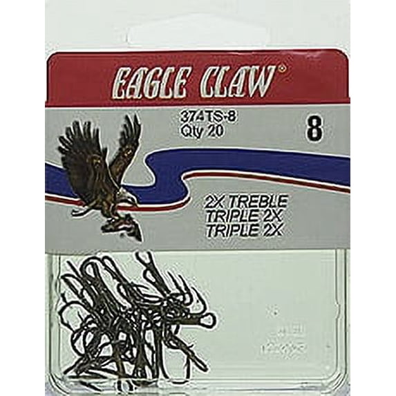 Eagle Claw 2X Treble Fishing Hook - Curved Point - Walmart.com