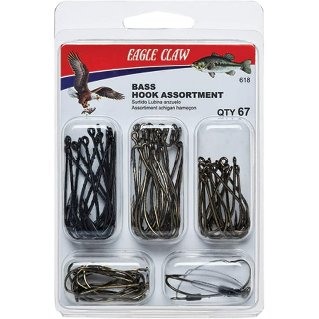 Eagle Claw 618H Bass Hook Assortment Hooks and Assorted Sizes - Walmart.com