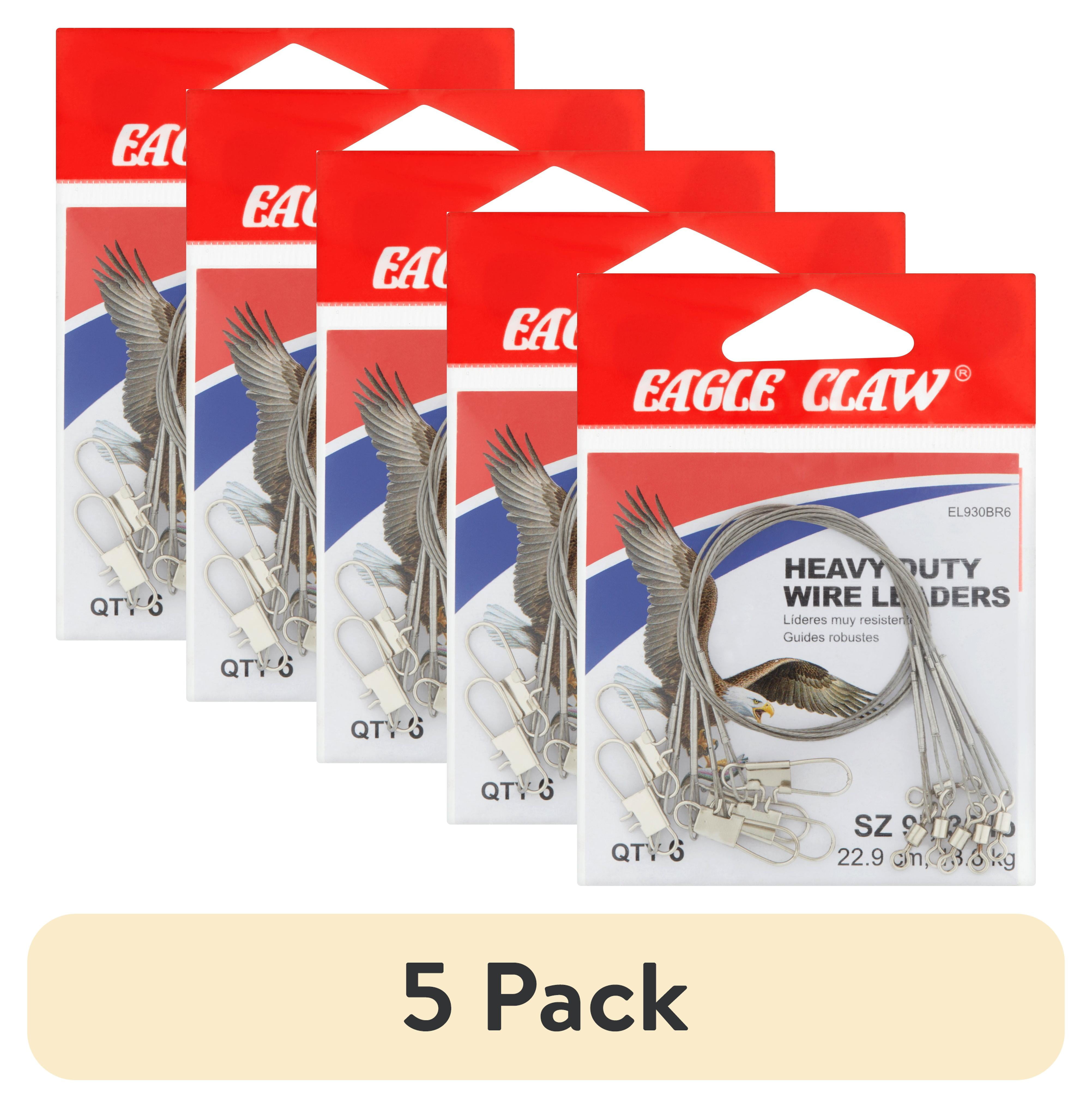 (5 pack) Eagle Claw 9" 30 lb. Heavy Duty Wire Leader, Bright, 6 Pack ...