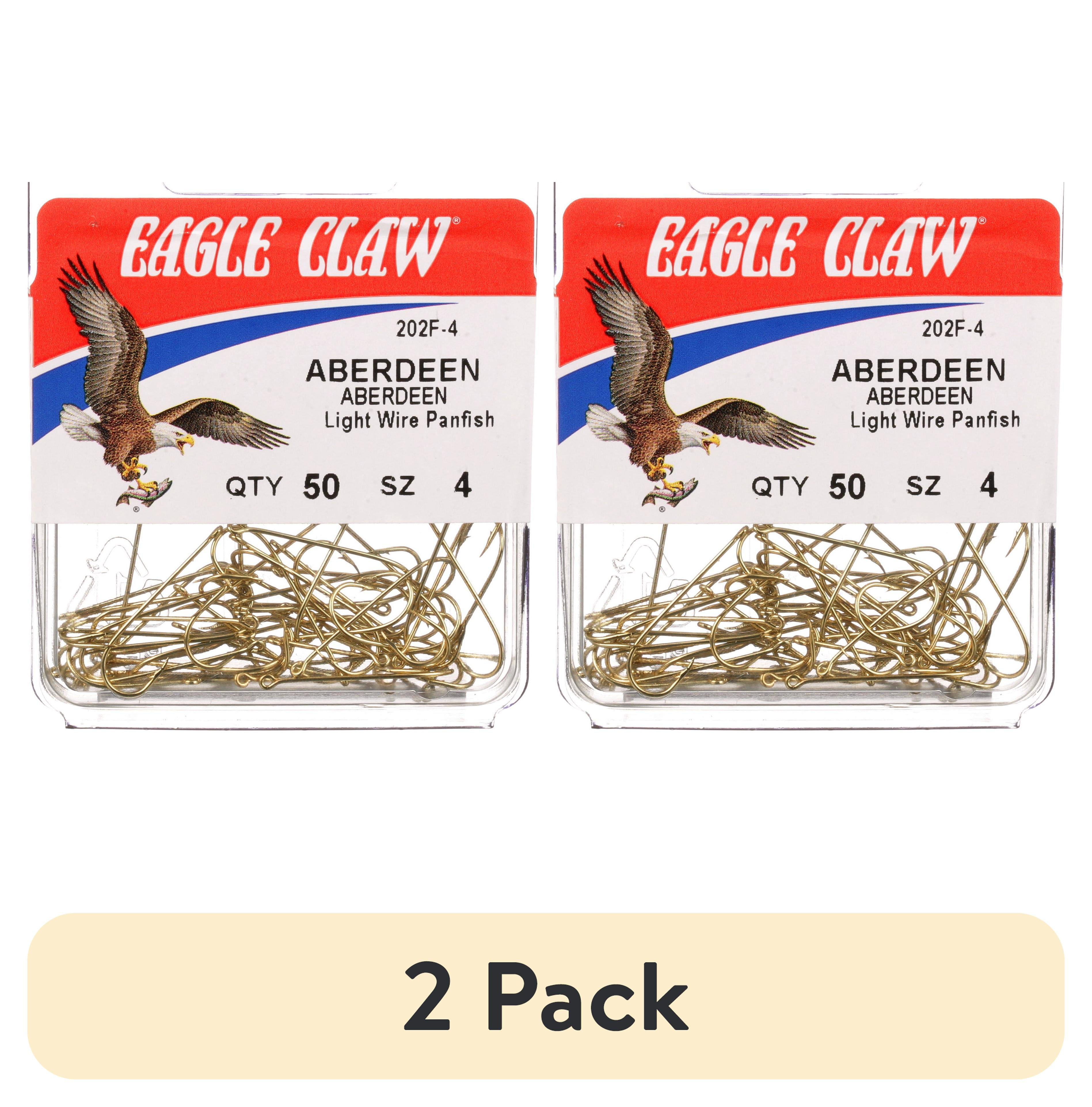 (2 pack) Eagle Claw Aberdeen Light Wire Non-Offset Fishing Hook, Gold - Walmart.com
