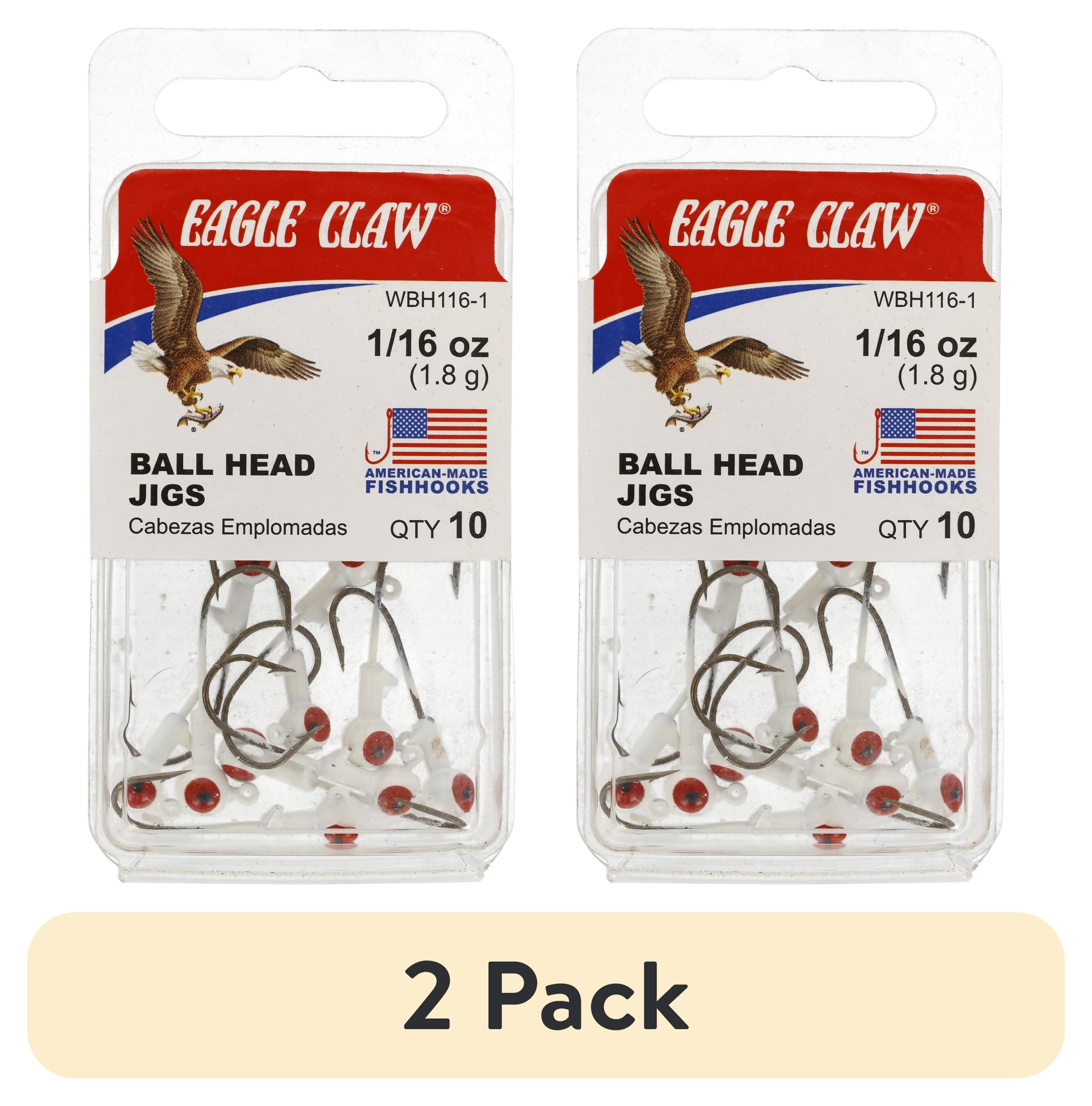 (2 pack) Eagle Claw Ball Head Fishing Jig, White with Red Eye, 1/16 oz ...