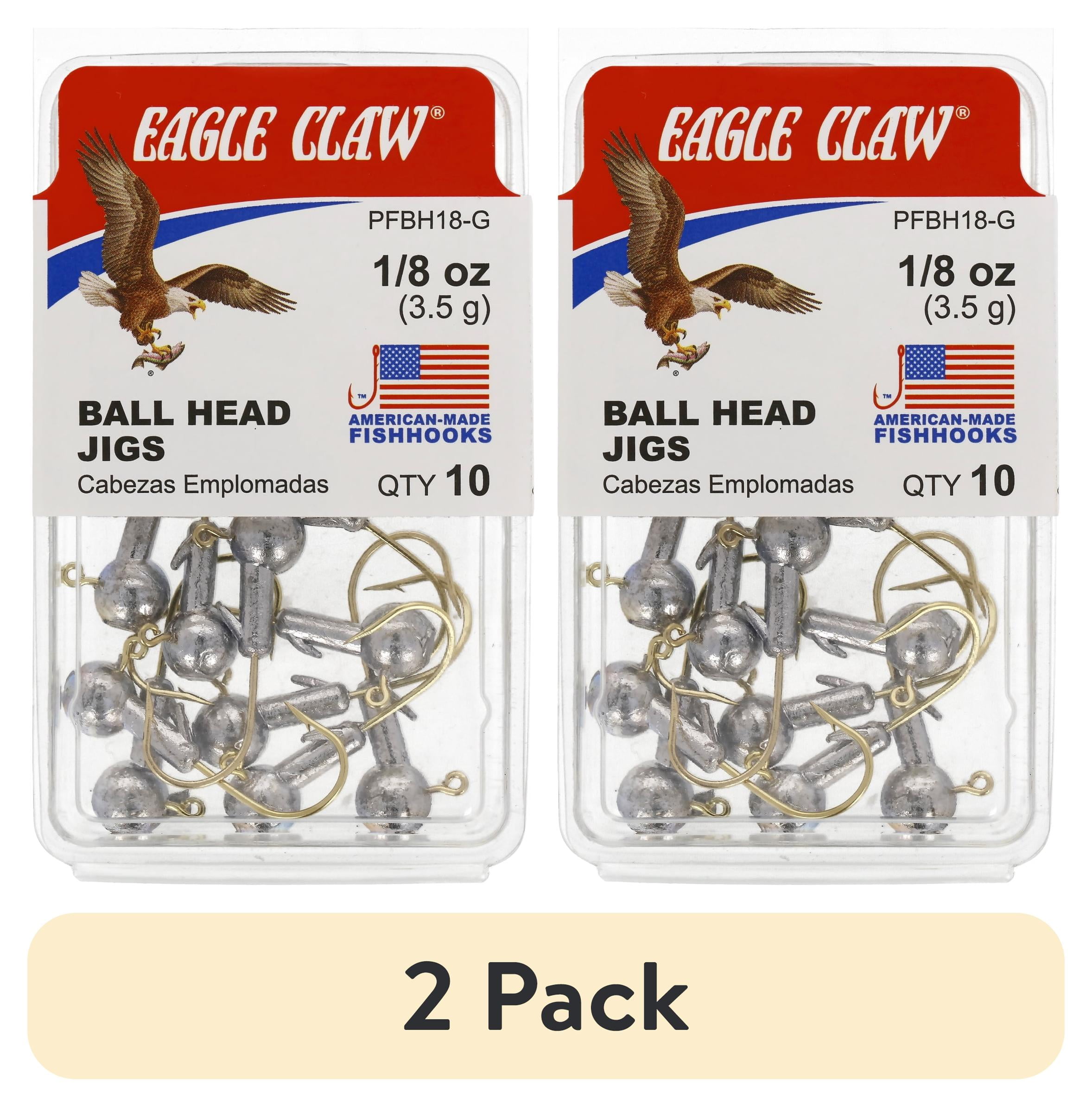 (2 pack) Eagle Claw Ball Head Jig, Gold Hook, 1/8 oz., 10 Count ...