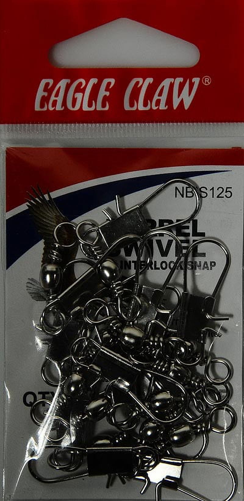Eagle Claw Barrel Swivel with Heavy Duty Interlock Snap Nickel Size 5 ...