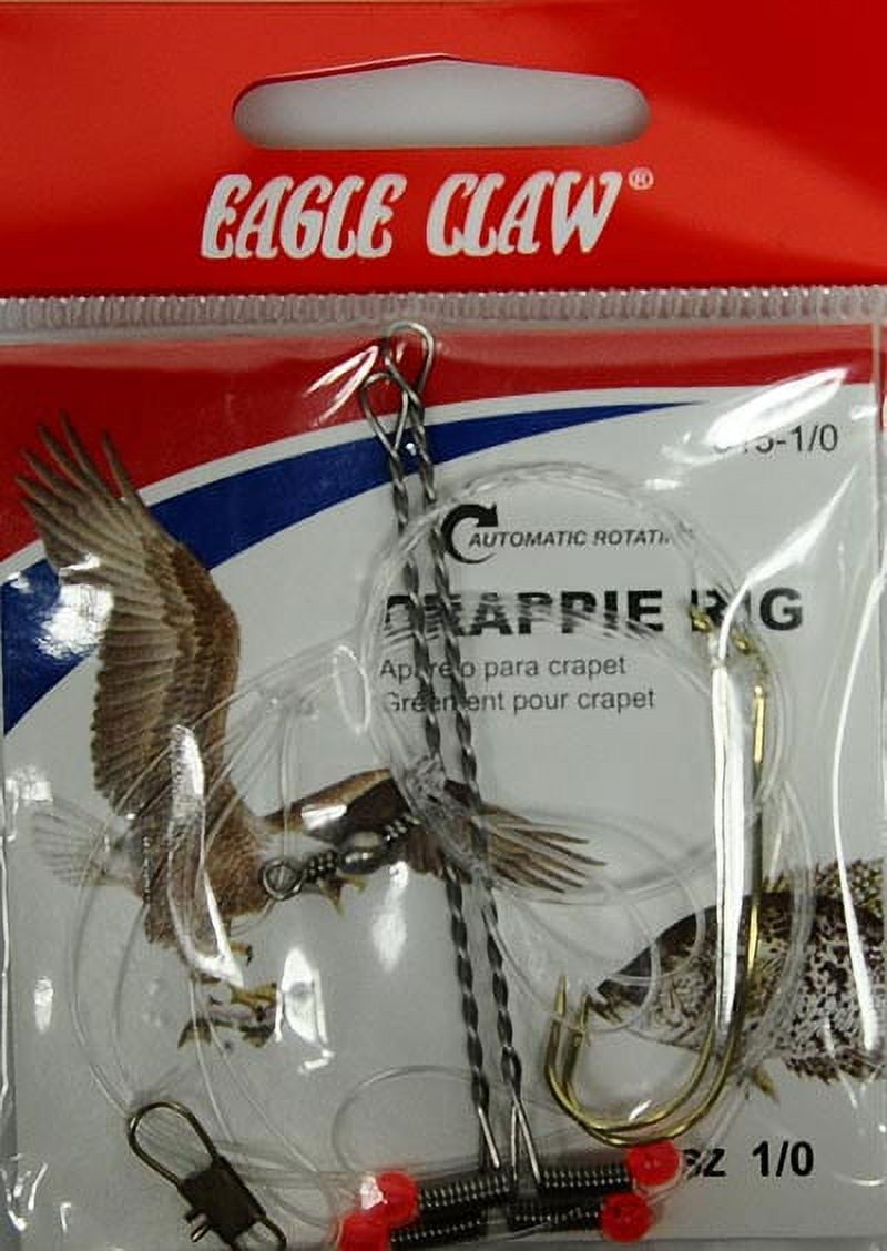 Eagle Claw Crappie Fishing Rig Gold Size 1/0 with 36in Leader and Hooks ...