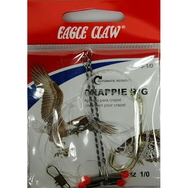 Eagle Claw Crappie Fishing Rig Gold Size 1/0 with 36in Leader and Hooks ...