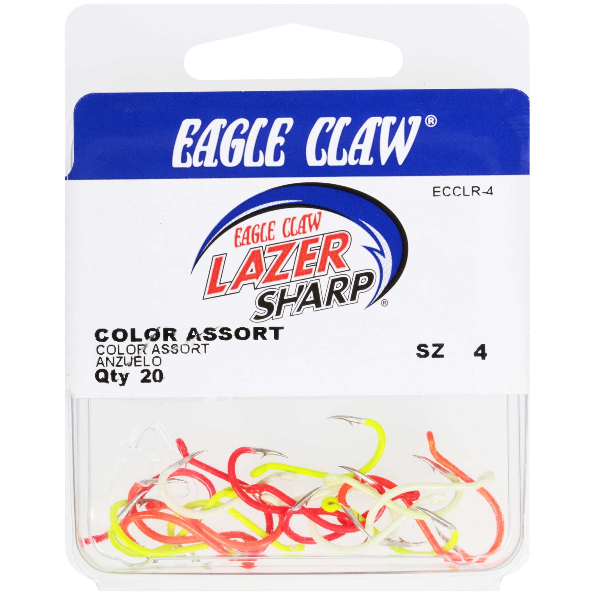 Eagle Claw ECCLR-4 Size 4 Fish Hooks 20 Pack - Walmart.com