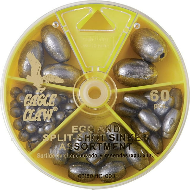 Eagle Claw Egg and Split Shot Sinkers, Assorted Sizes, 55 Pieces ...