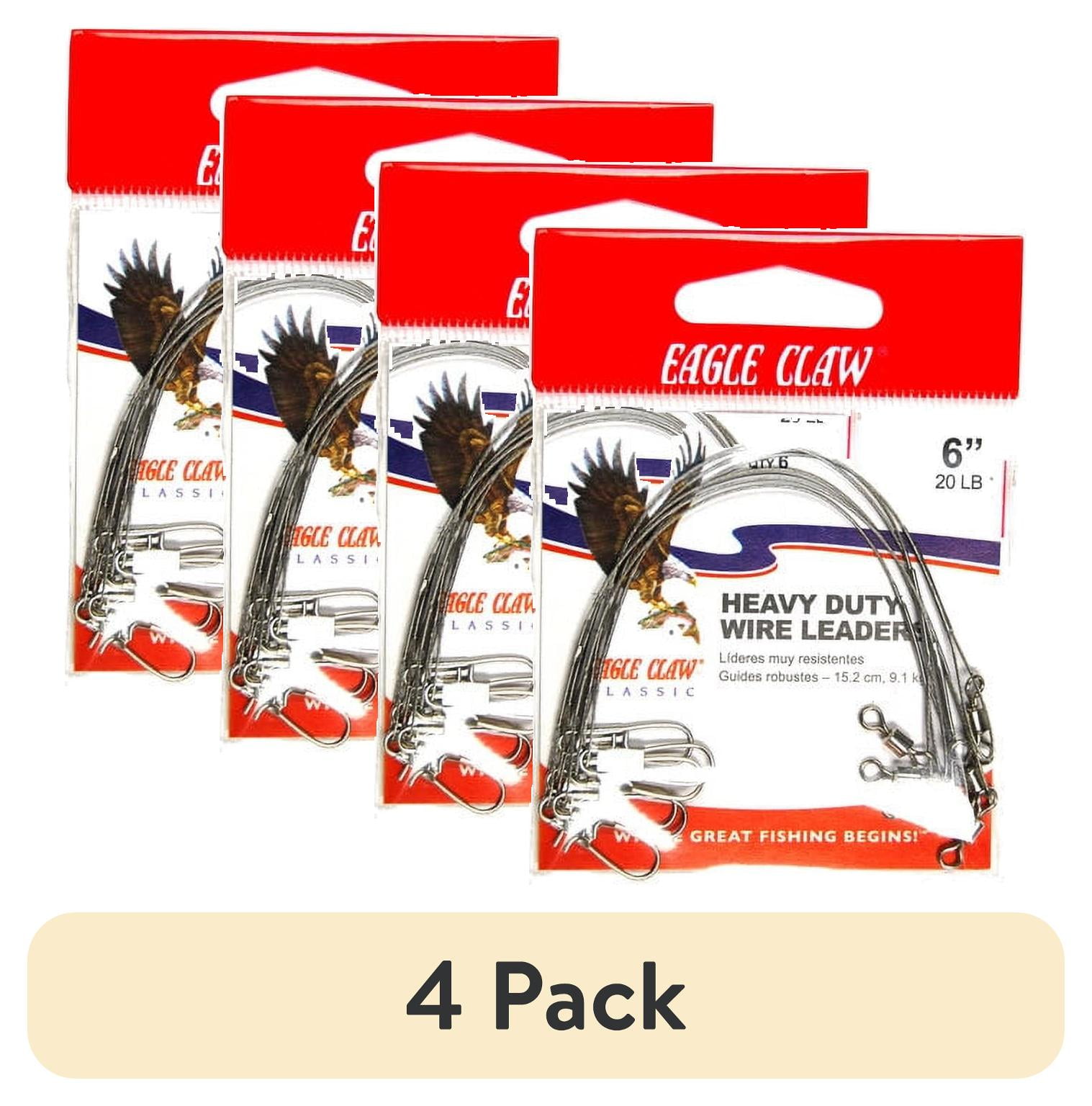 (4 pack) Eagle Claw Fishing, EL620BR6, Nylon Steel Leader 6" - 20 lb ...