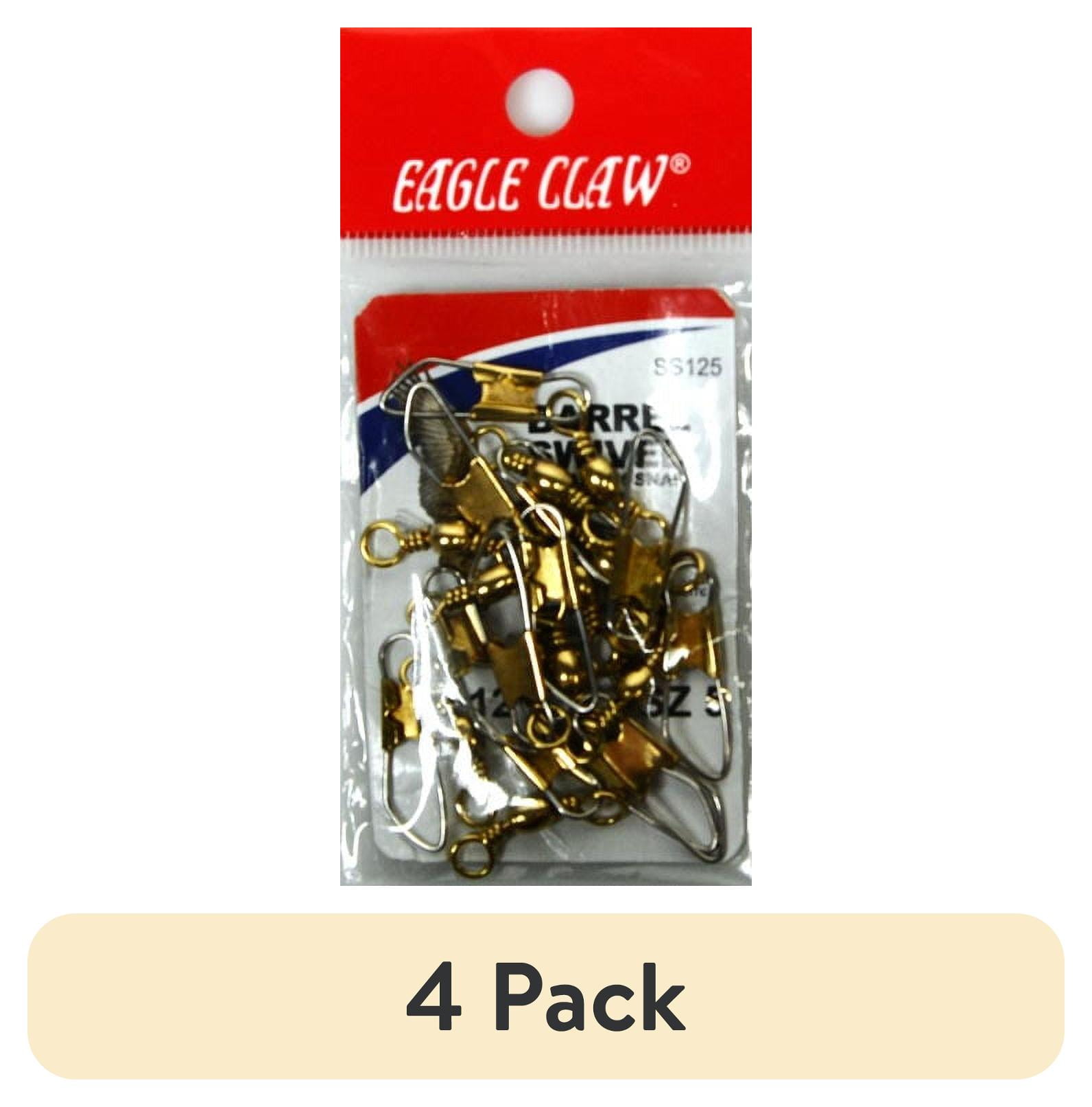 (4 pack) Eagle Claw Fishing, SS125 Barrel Swivel with Safety Snap, Size ...
